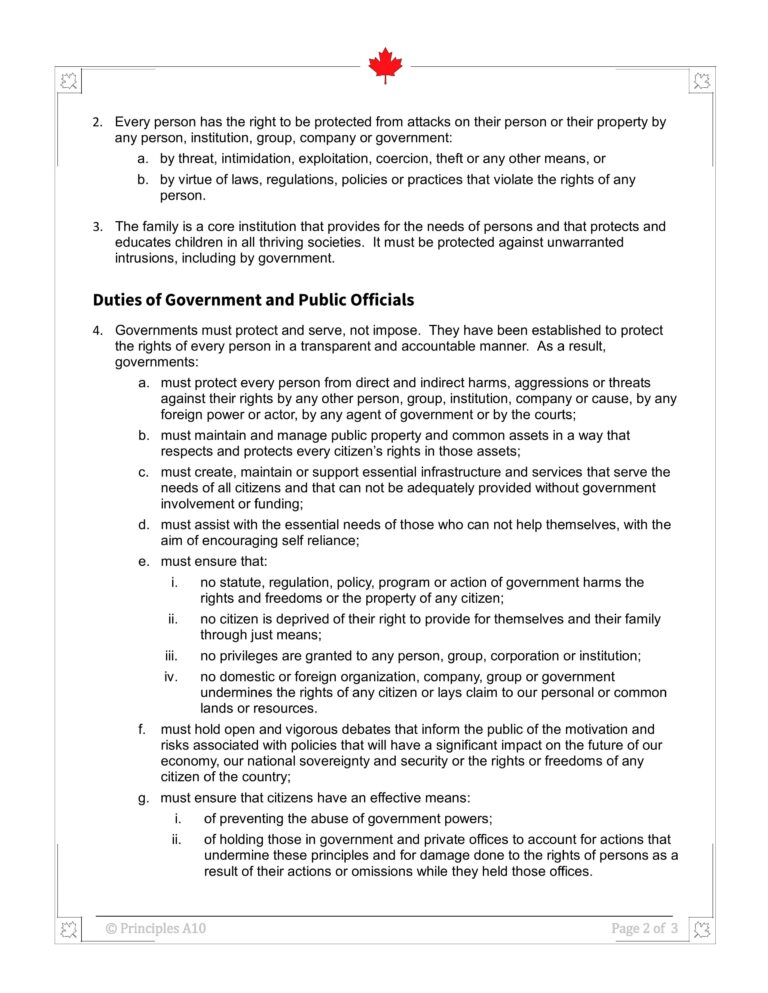 Statement of Principles – Sovereignty Alliance Canada